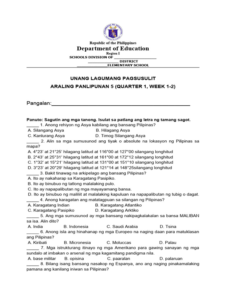 G5 Ap Q1 Summative 1 4 | PDF