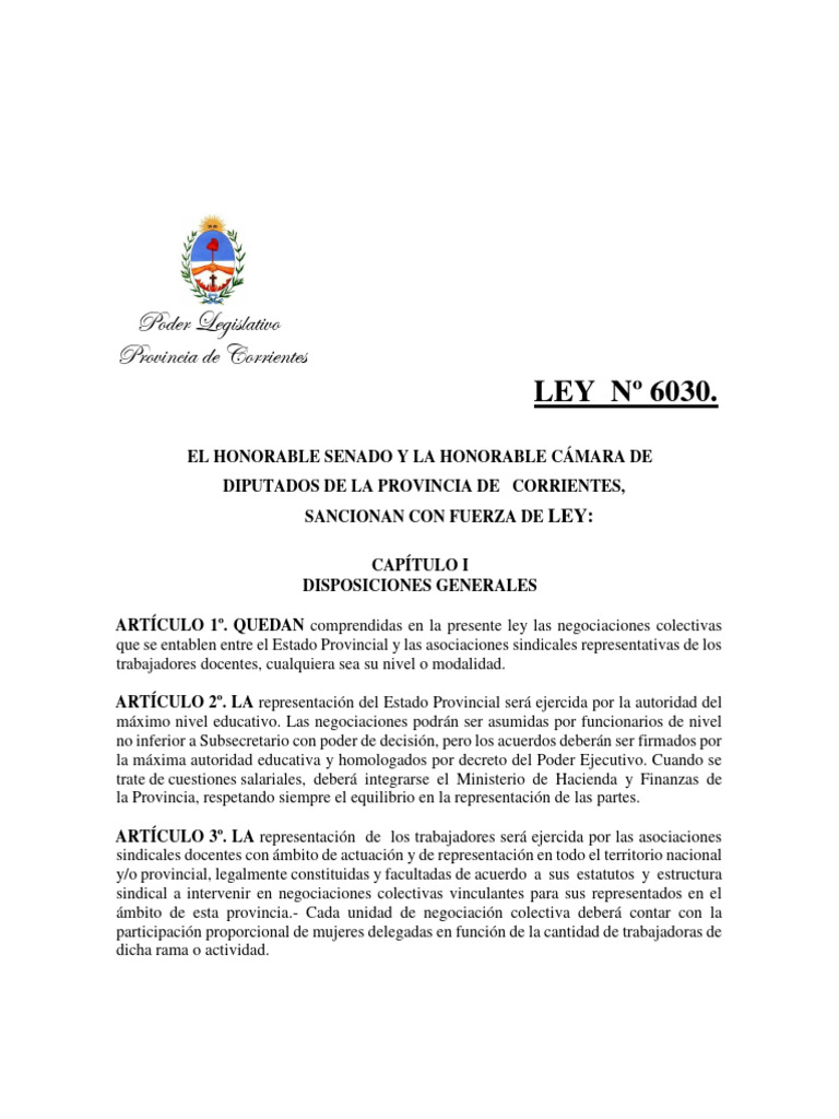 Ley 6030 | PDF | Acuerdo colectivo | Tratado