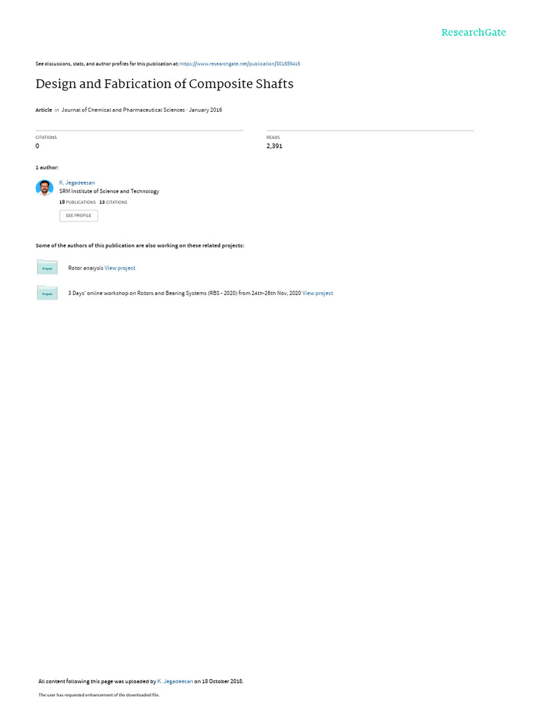 Designand Fabricationof Composite Shafts | PDF | Composite Material | Building Engineering