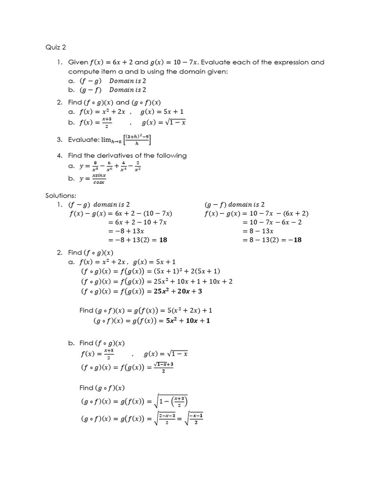 Quiz 2 Solution | PDF | Applied Mathematics | Mathematical Analysis