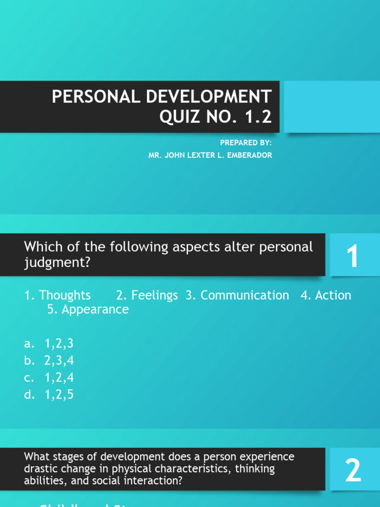 Personal Development Quiz No. 1.2 | PDF | Feeling | Thought