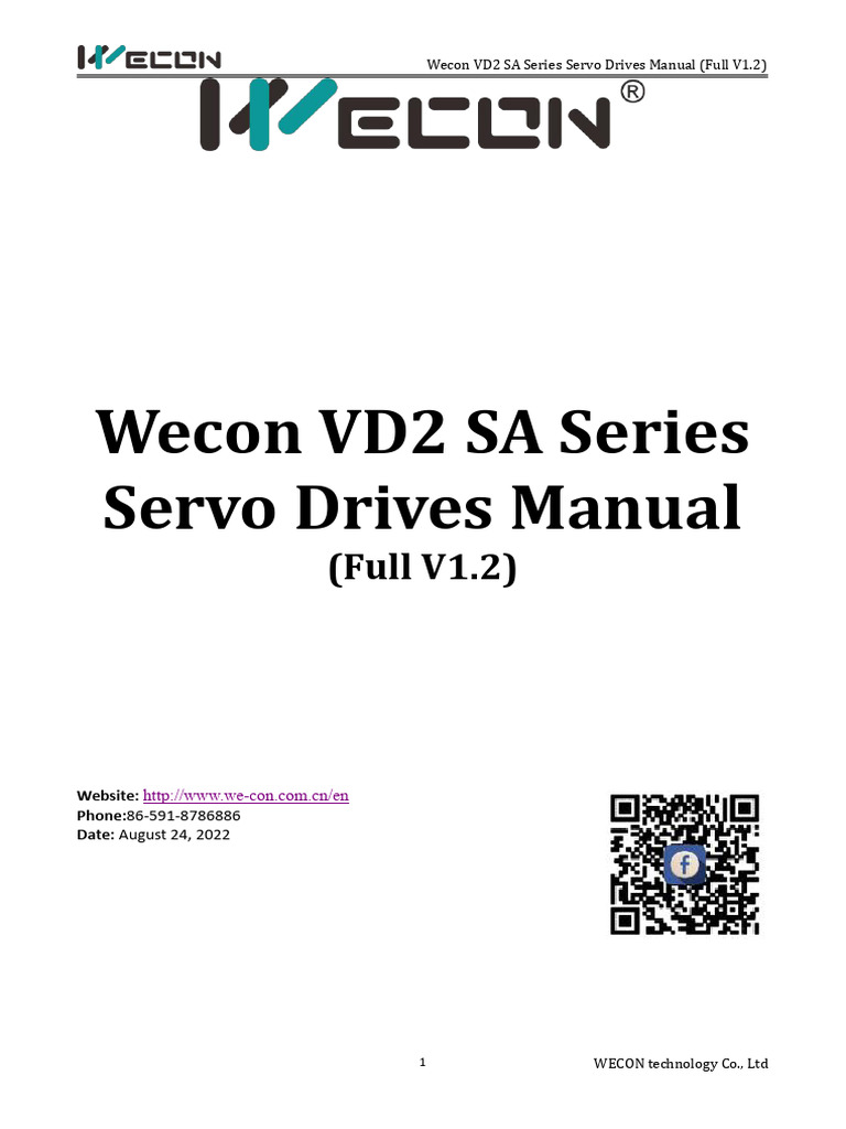 Wecon VD2 SA Series Servo Drives Manual (Full V1.2) Vfinal | PDF | Power Supply | Electric Motor