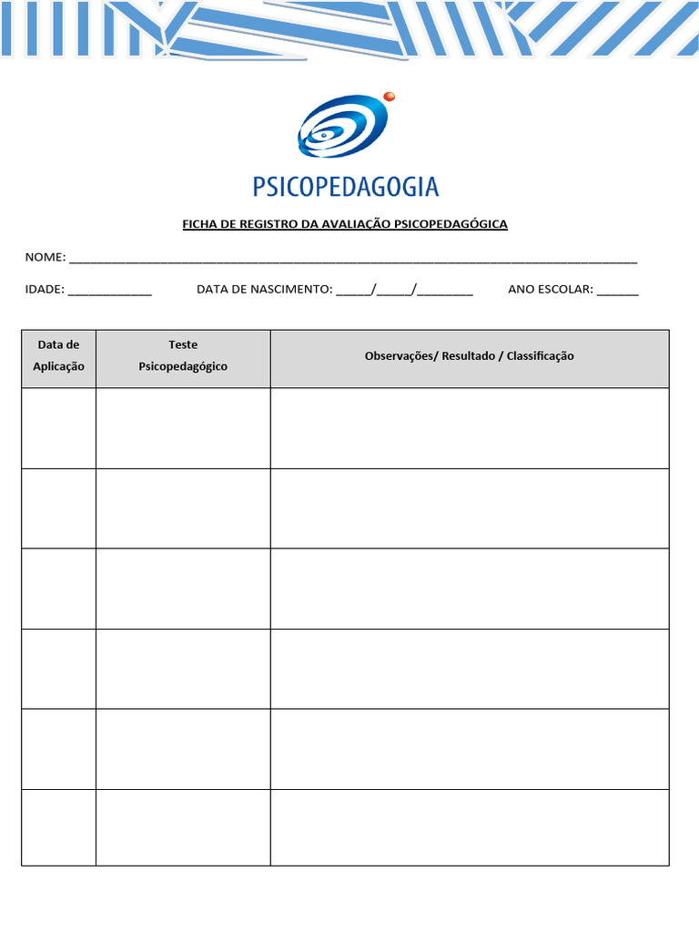 Ficha de Registro Da Avaliação Psicopedagógica | PDF
