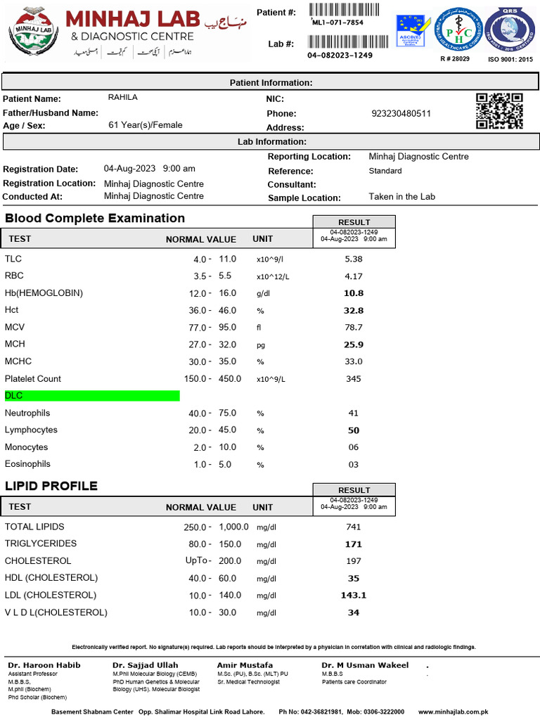 Normal Test Report | Download Free PDF | Cholesterol | Medical Specialties