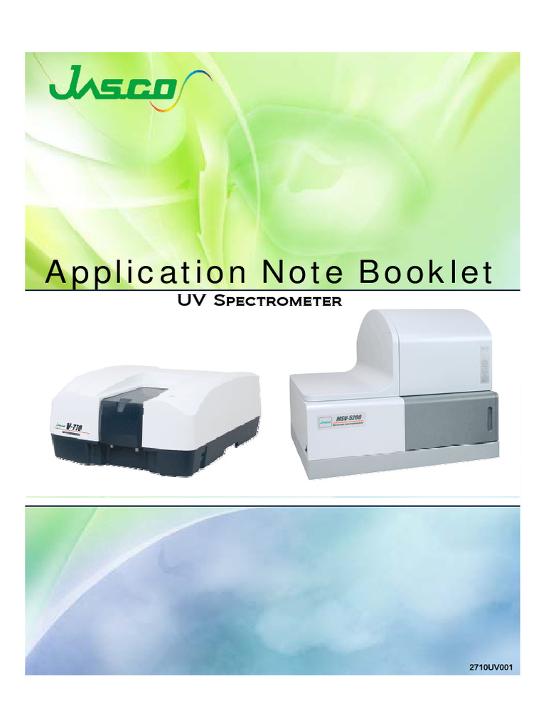 JASCO UV VIS NIR ApplBook | PDF | Coefficient Of Variation | Ultraviolet–Visible Spectroscopy