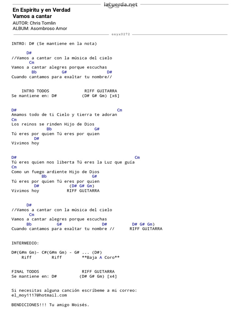 Acordes y letra de "Vamos a Cantar" | PDF