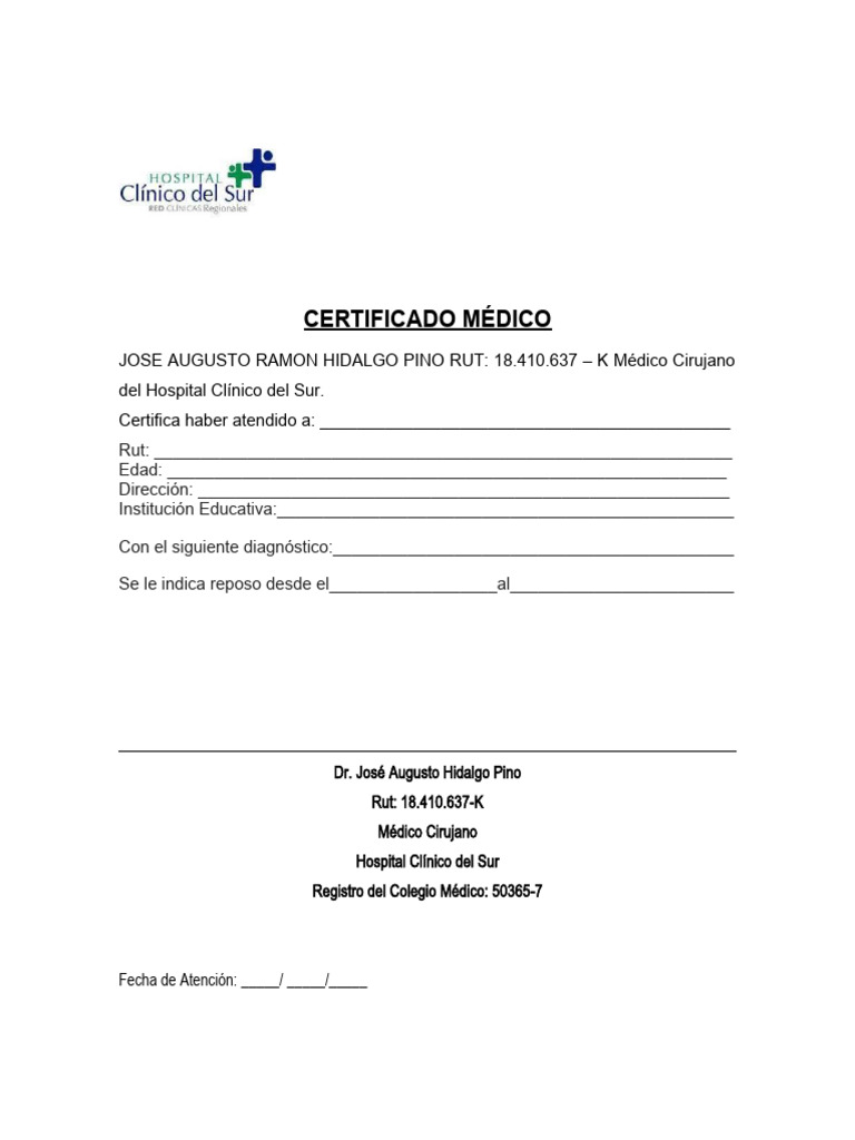 Plantilla Certificado Médico | PDF