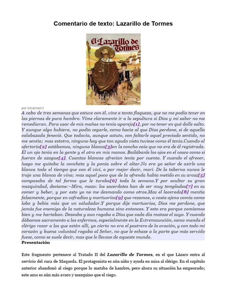 Fragmento del Lazarillo de Tormes | PDF | Narración