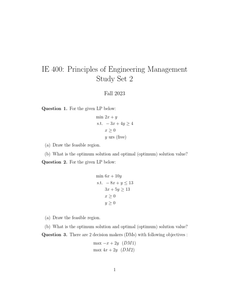 IE400 StudySet2 | PDF | Mathematical Optimization | Numerical Analysis