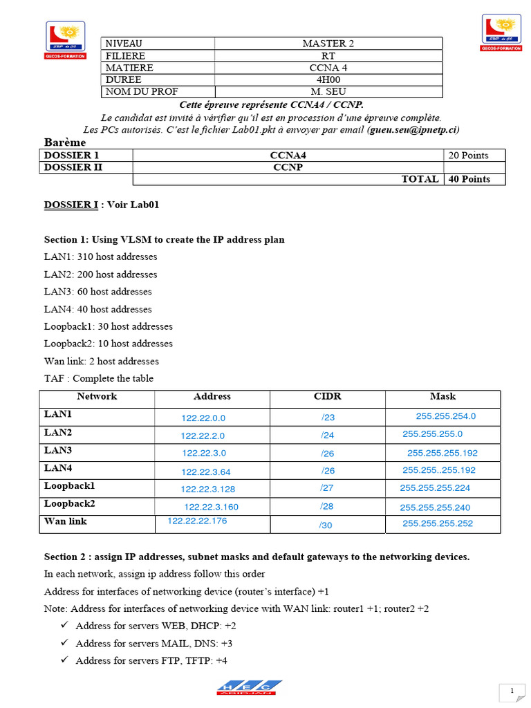 ExamensCCNA CCNP | PDF | Router (Computing) | Ip Address