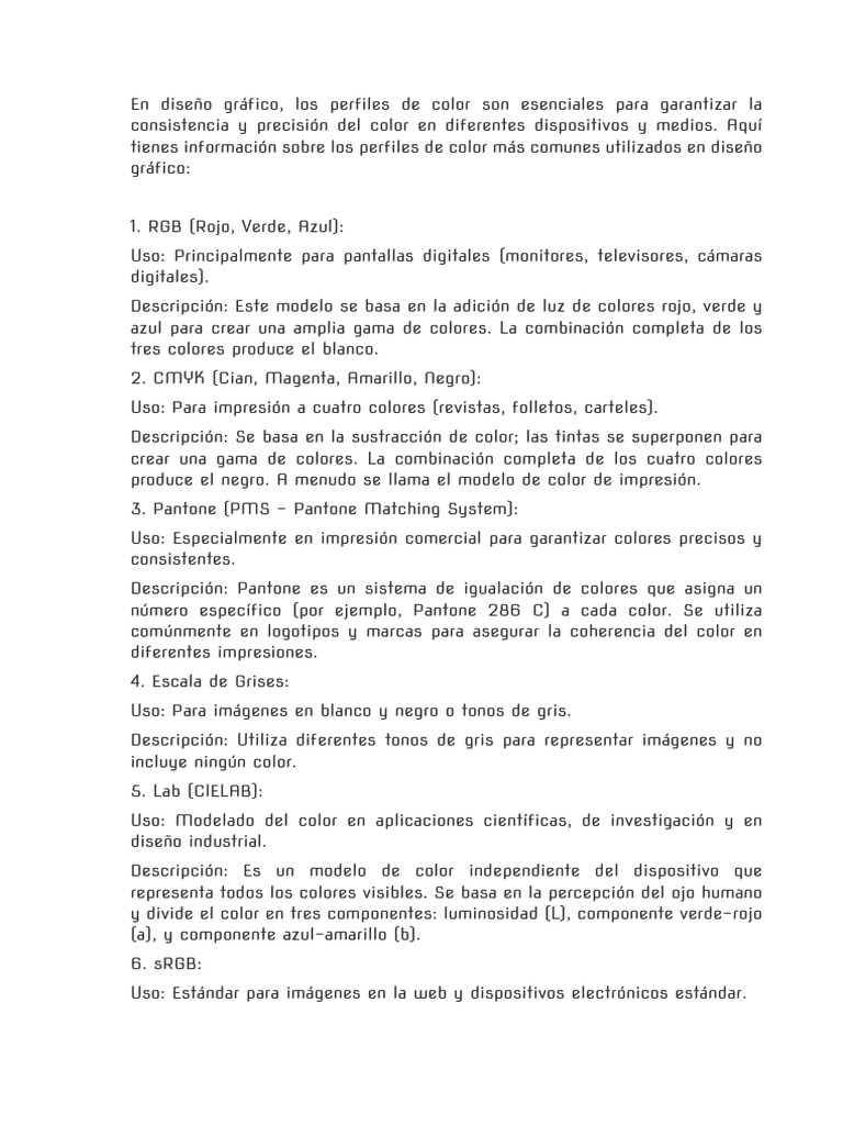 Perfiles de Color | PDF | Color | Modelo de color Rgb Perfiles de Color | PDF | Color | Modelo de color Rgb