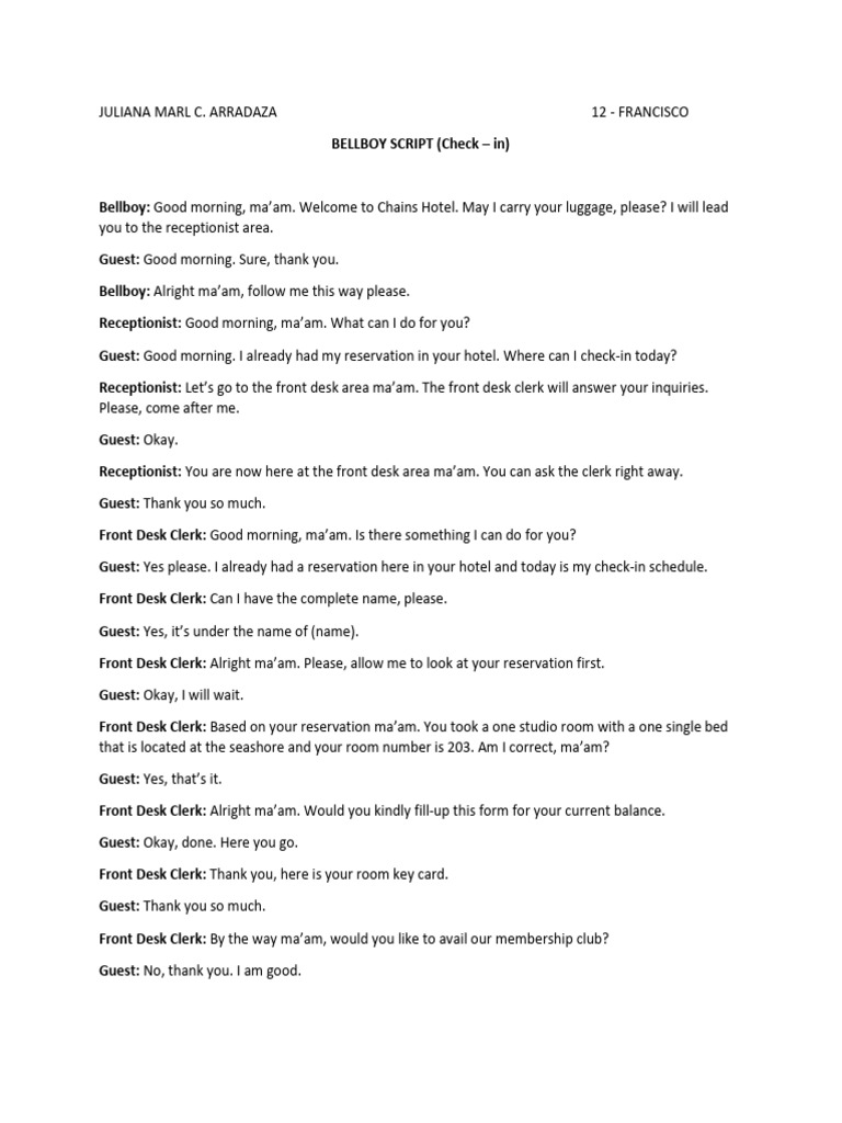 Bellboy Script | PDF | Credit Card