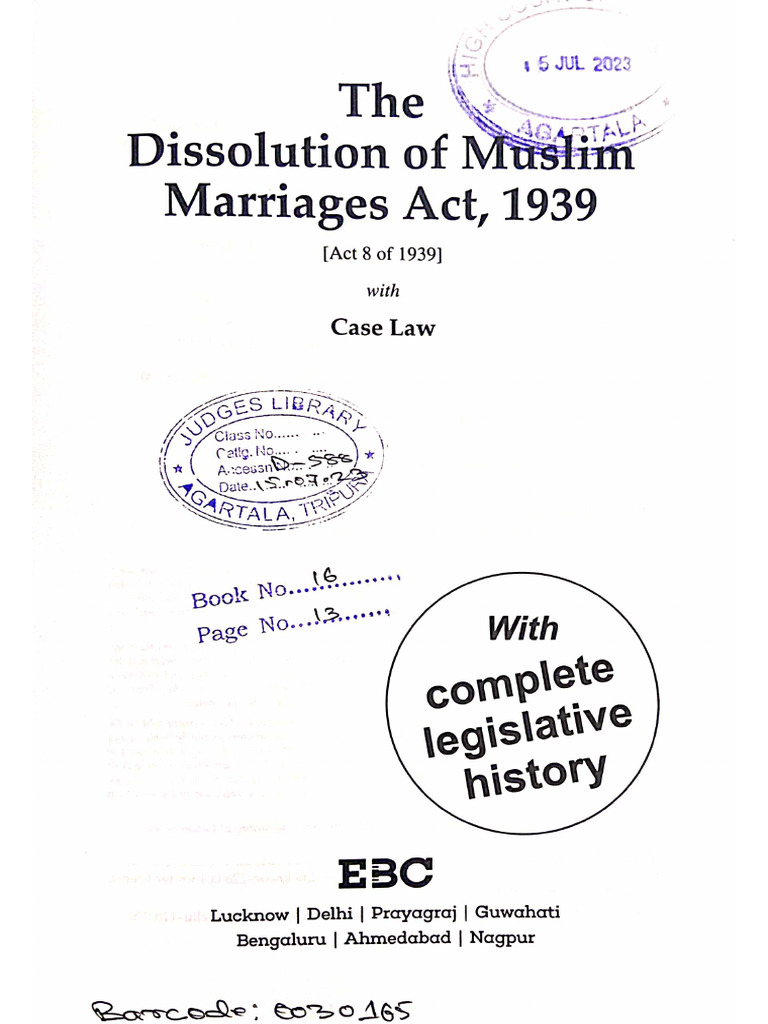 Dissolution of Muslim Marriage Act, 1939 | PDF Dissolution of Muslim Marriage Act, 1939 | PDF