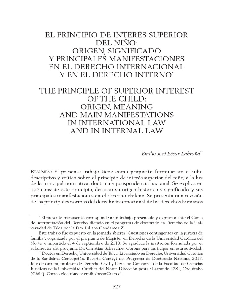 El Principio de Interés Superior Del Niño Origen, Significado y ...