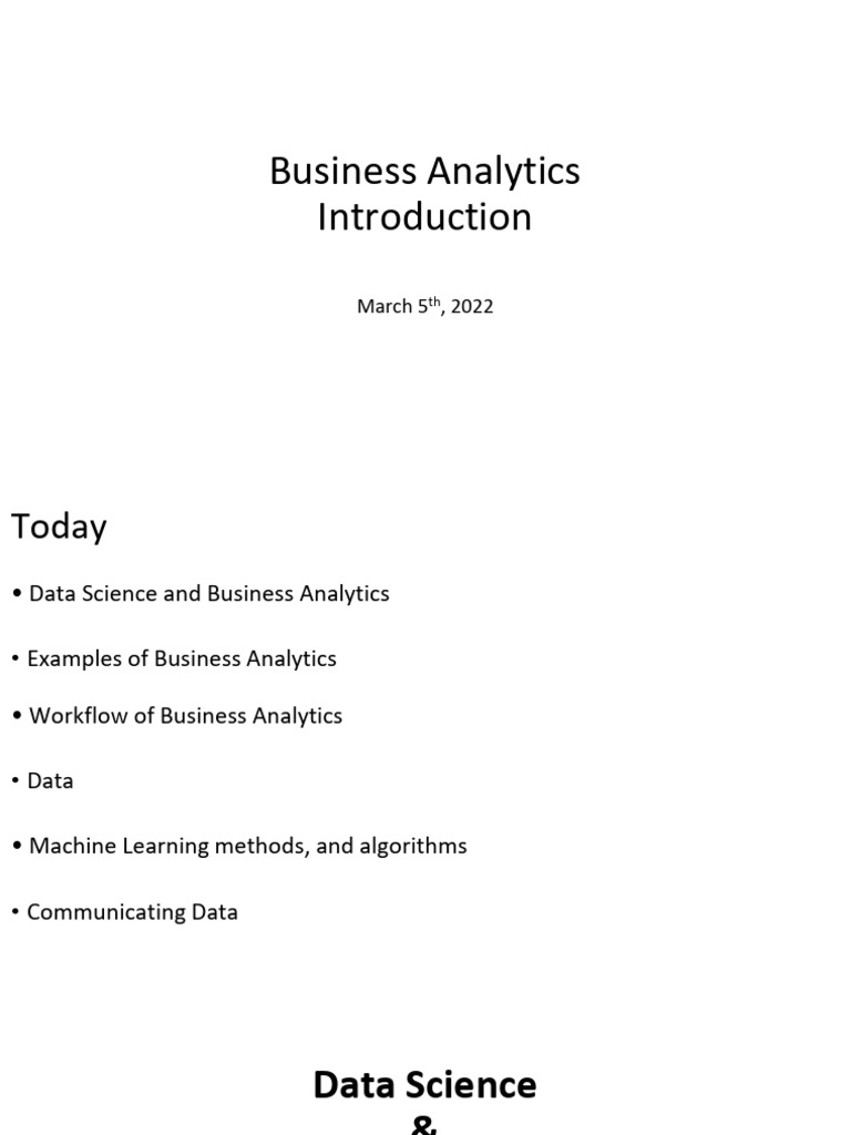 Business Analytics - Introduction | PDF | Analytics | Errors And Residuals