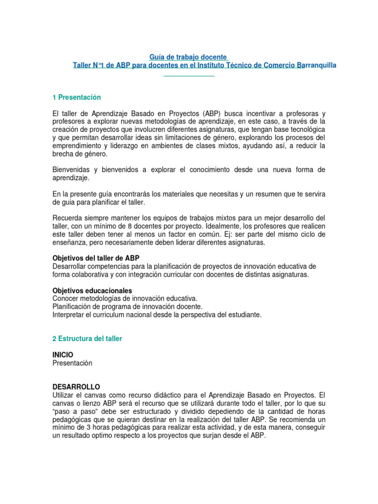 Taller de ABP | PDF | Enseñando | Plan de estudios