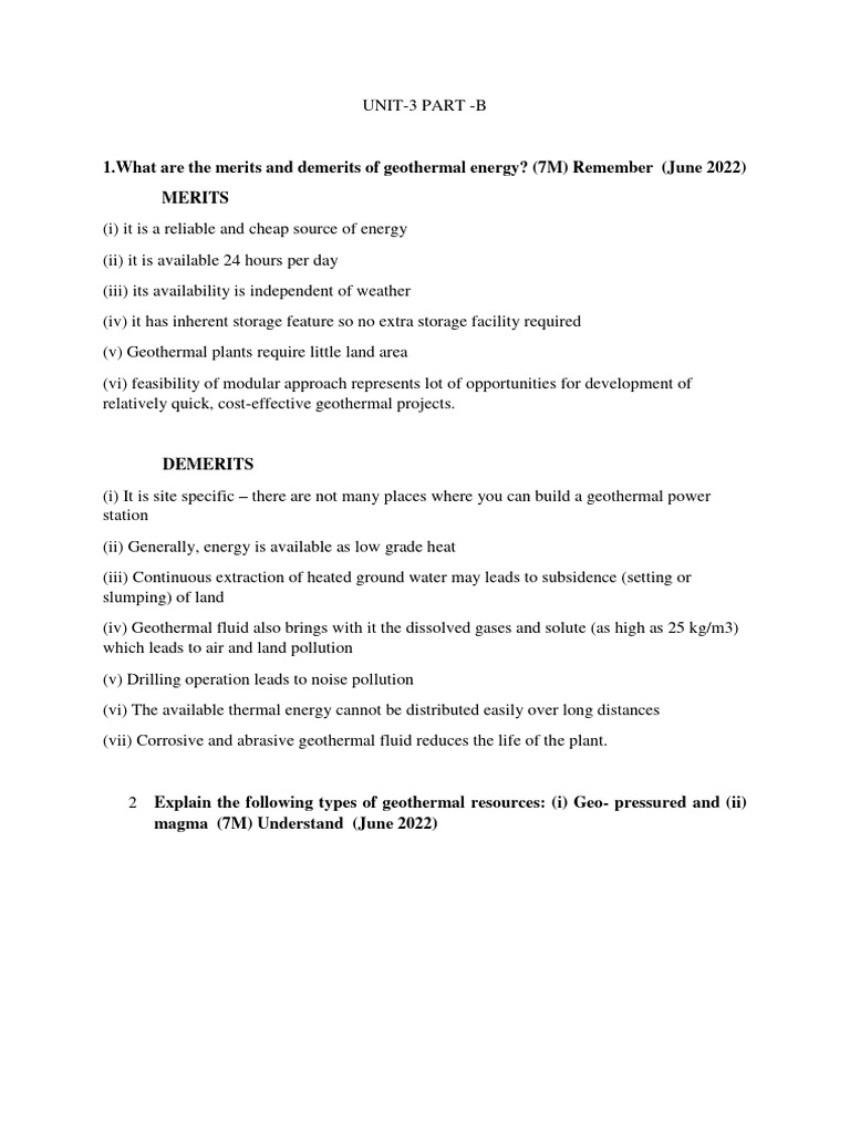 RES UNIT-3 Assignment-4 Questions & Answers | PDF | Aquifer | Gasification
