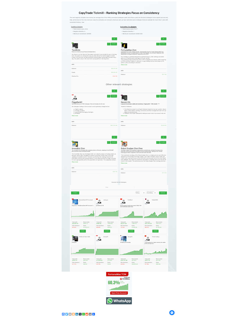 CopyTrade Tickmill - Ranking Strategies Focus On Consistency | PDF | Foreign Exchange Market ...