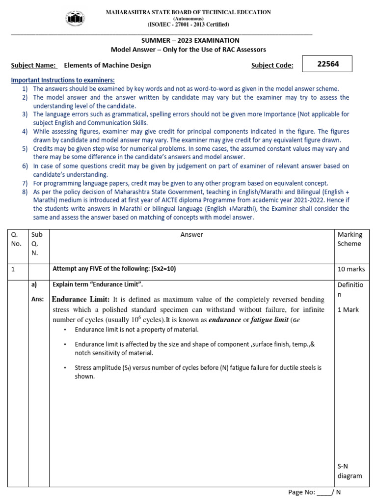 22564-Summer 2023 Model Answer Paper EMD | PDF | Human Factors And Ergonomics | Screw