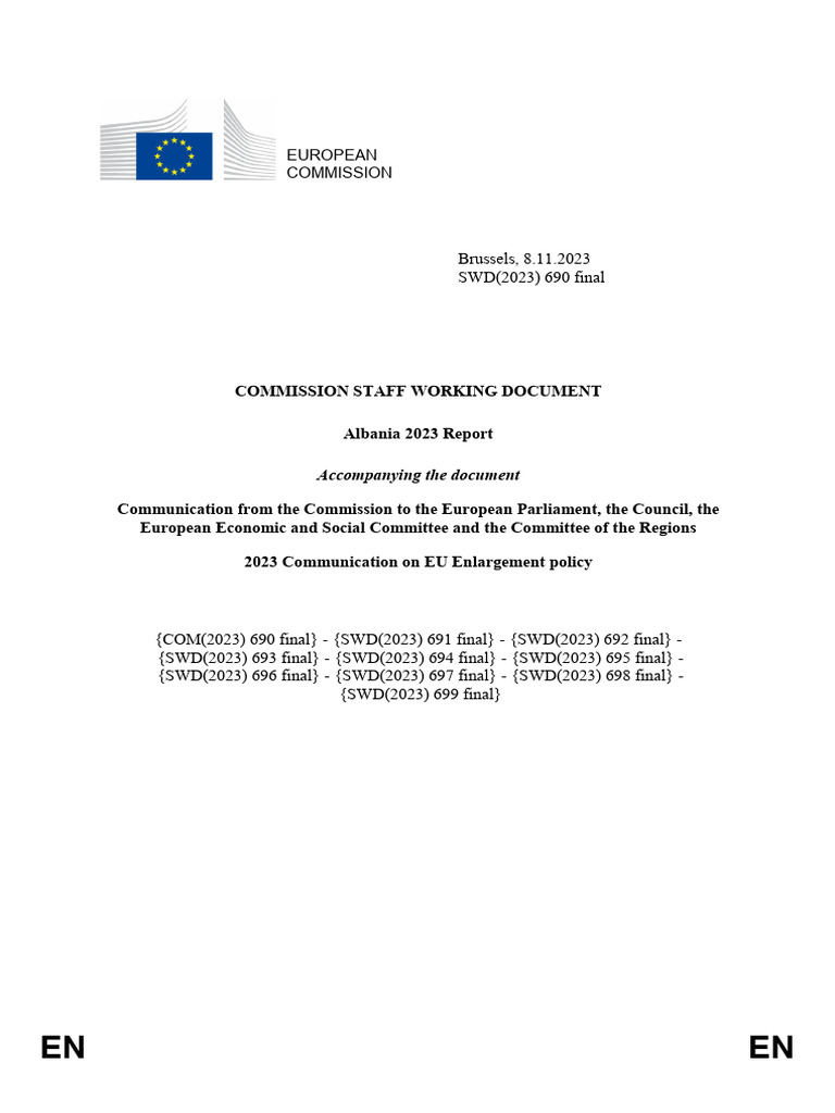 Albania's 2023 EU Accession Report | PDF | Enlargement Of The European ...
