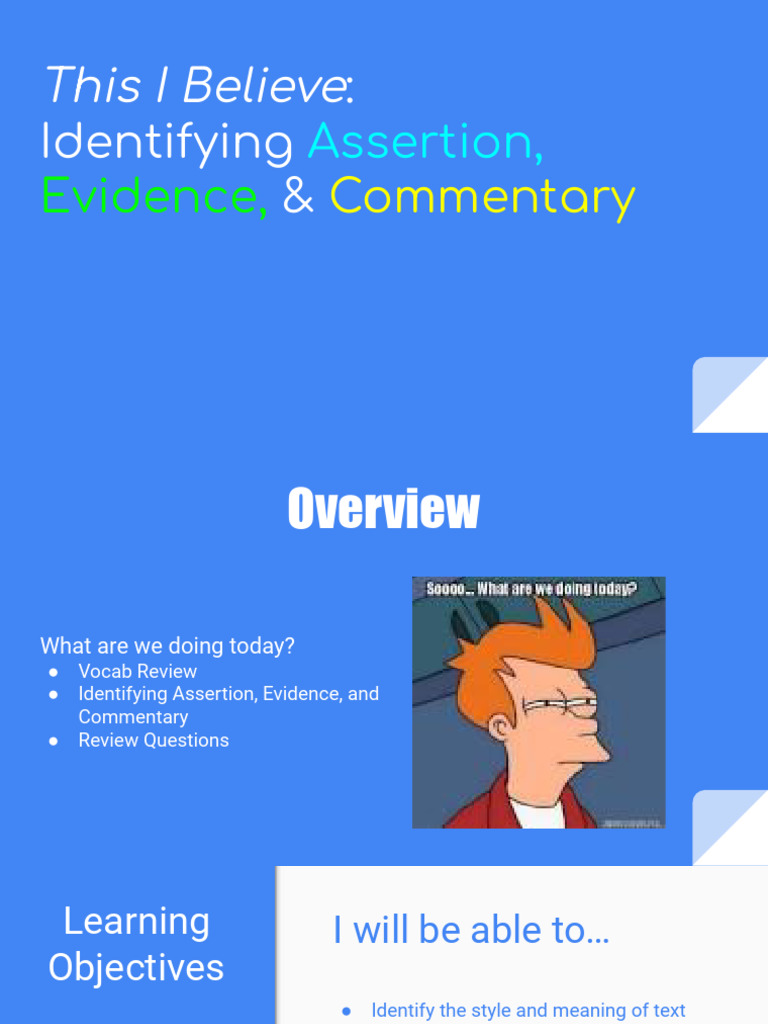 presentation assertion evidence commentary | PDF | Evidence | Argument