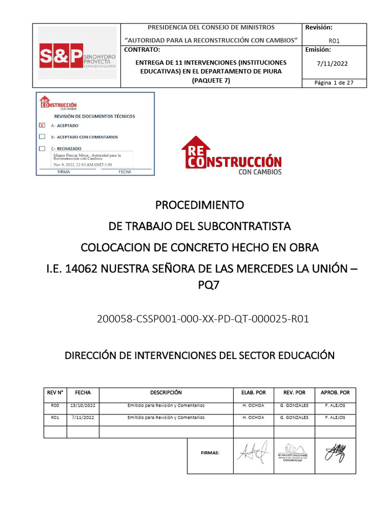 CSSP001 000 XX PD QT 000025 R01 | PDF | Hormigón | Primeros auxilios