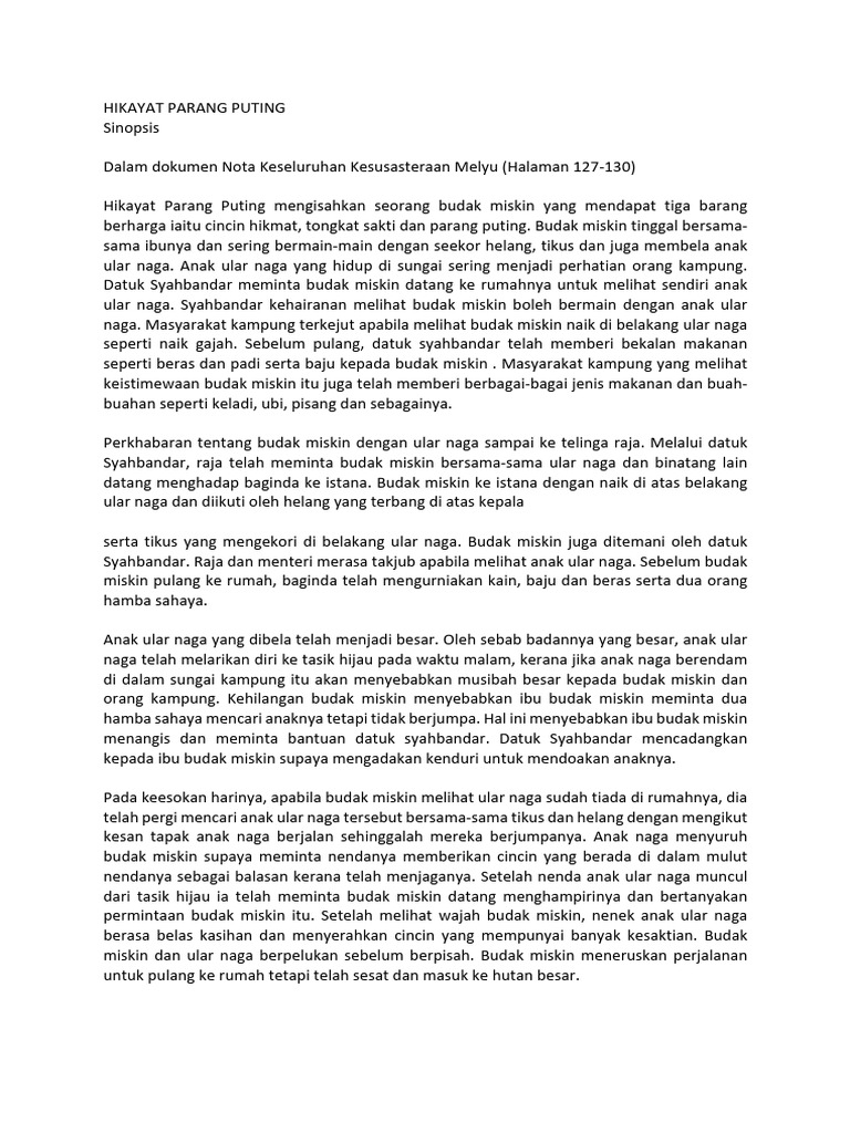 Sinopsis Hikayat Parang Puting | PDF | Fiksi Misteri, Thriller, & Kejahatan