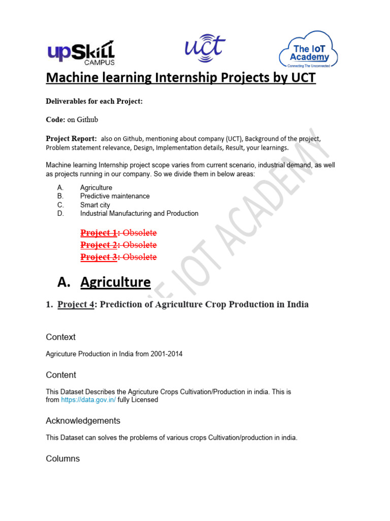 Machine Learning Internship Projects | PDF | Time Series | Agriculture Machine Learning Internship Projects | PDF | Time Series | Agriculture