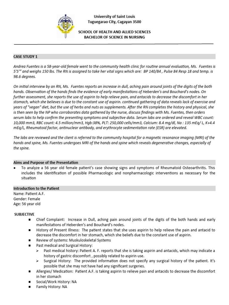 Case Studypcol | PDF | Rheumatoid Arthritis | Arthritis