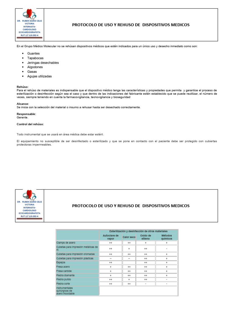 GI-03 Uso y Reuso Dispositivos | PDF | Esterilización (Microbiología) | Acero