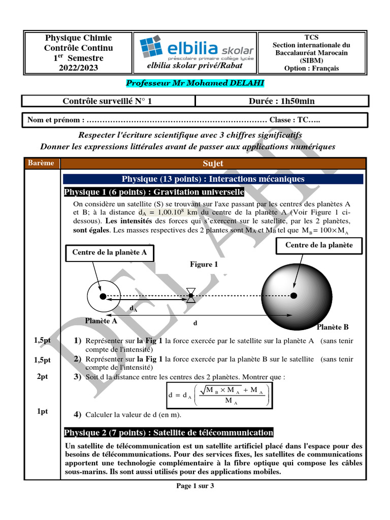 TC CC1 S1 2022-23 Pro | PDF | Giroflier | Satellite de télécommunications