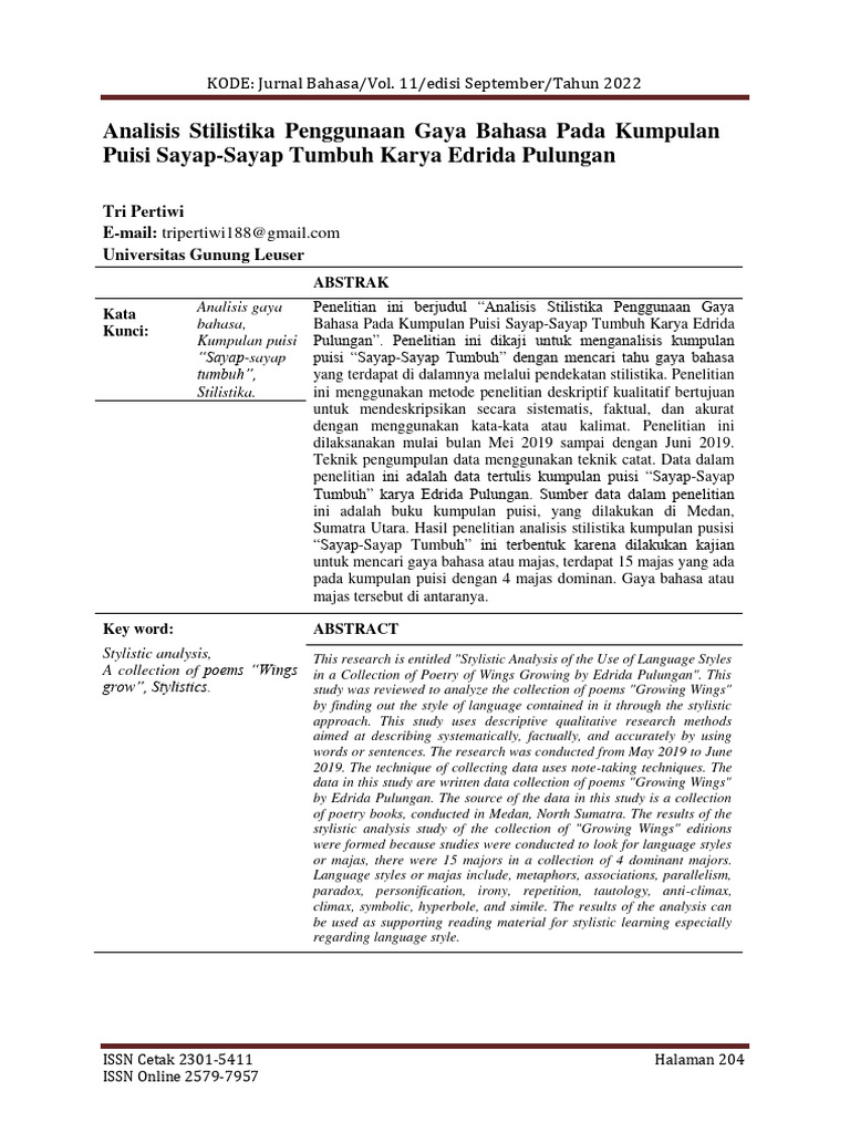 Analisis Stilistika Penggunaan Gaya Bahasa Pada Ku | PDF | Seni ... Analisis Stilistika Penggunaan Gaya Bahasa Pada Ku | PDF | Seni ...