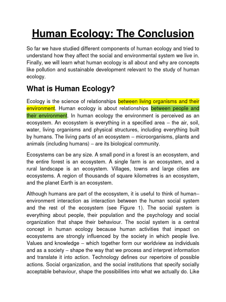 Human Ecology the Conclusion (PDF Format) | PDF | Ecology | Ecosystem