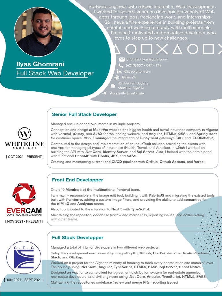 Ilyas Ghomrani Resume | PDF | Web Application | Computer Science