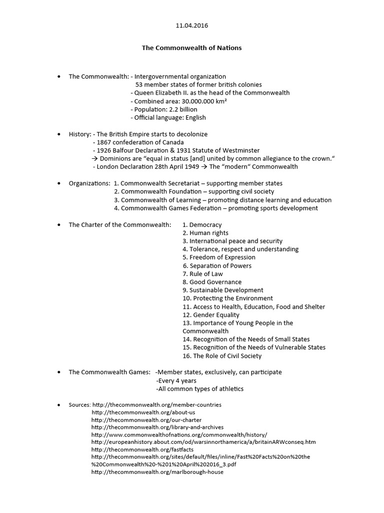 Overview of the Commonwealth of Nations | PDF | Commonwealth Of Nations ...