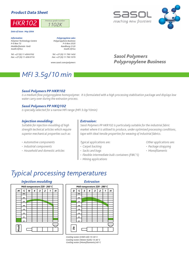 PP - Sasol - HKR 102 | Download Free PDF | Polymers | Chemistry