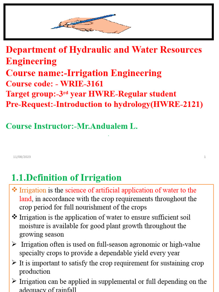 CHAPTER 1 Introduction | PDF | Irrigation | Hydrology