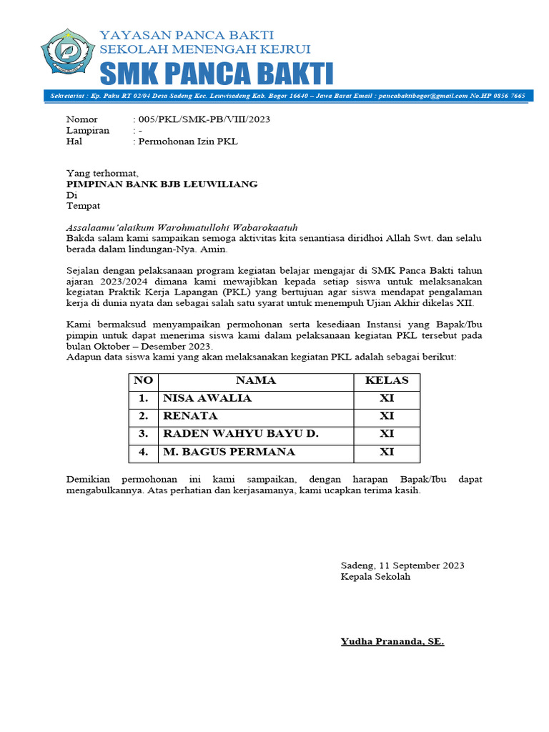 Surat Ijin 2023-2024 | PDF