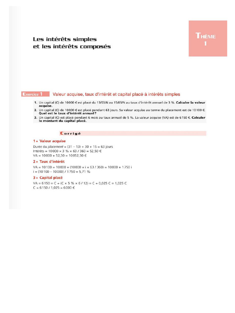 Intérêts Simples Et Intérêts Composés | PDF