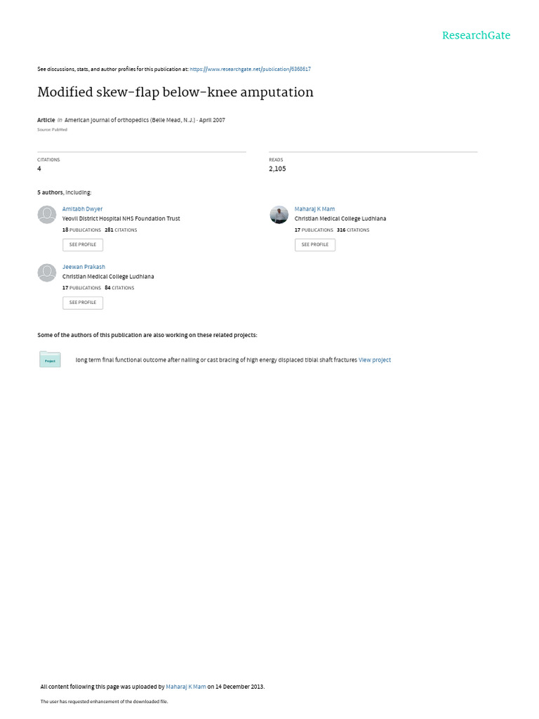 Modified_skew-flap_below-knee_amputation | PDF | Foot | Clinical Medicine