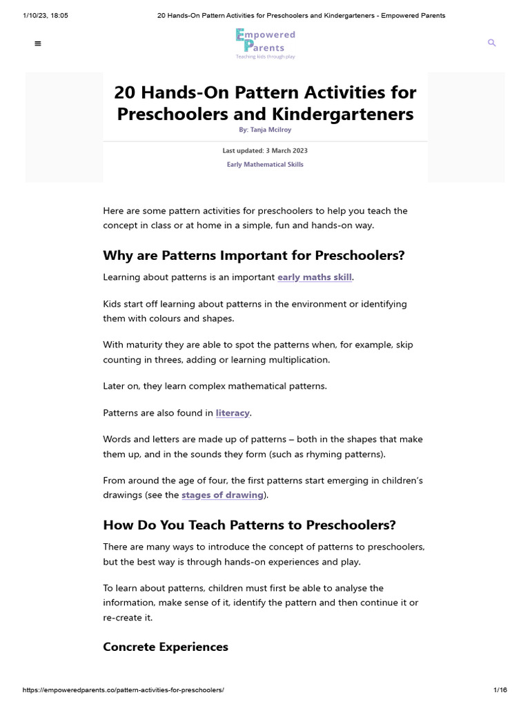 20 Hands-On Pattern Activities For Preschoolers and Kindergarteners ...