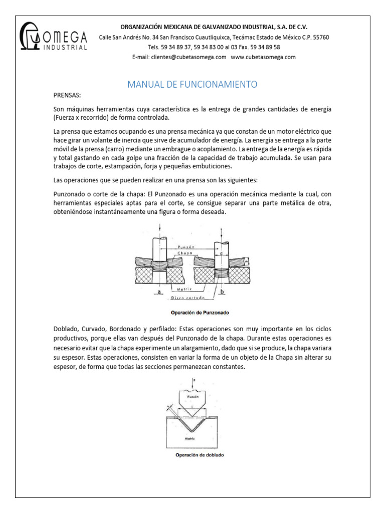 Manual de Funcionamiento Troquel | PDF | Bienes manufacturados | Ingeniería mecánica
