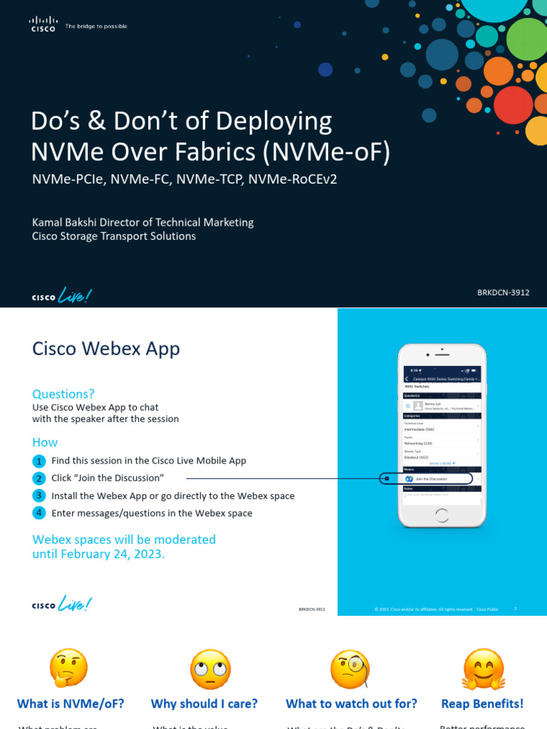 Dos and Don'ts of Deploying NVMe Over Fabrics BRKDCN-3912 2023 | PDF ... Dos and Don'ts of Deploying NVMe Over Fabrics BRKDCN-3912 2023 | PDF ...
