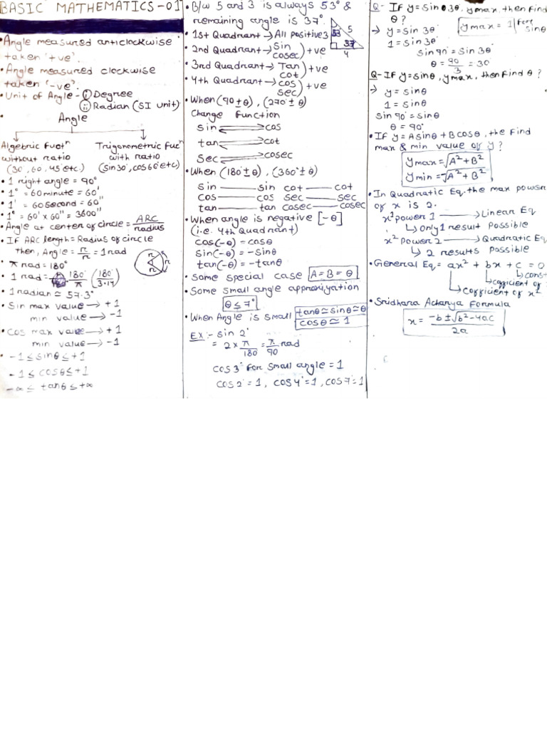 Math Basics for Students | PDF | Trigonometric Functions | Geometry