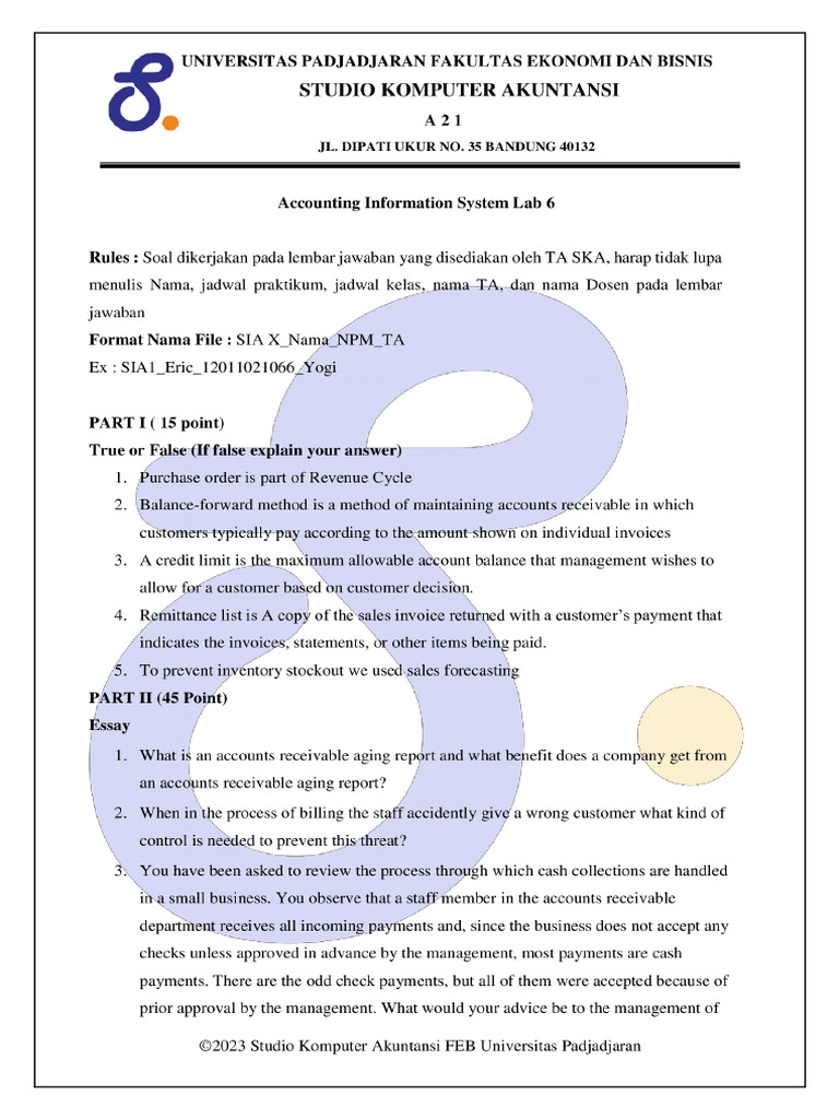 Soal SIA Lab 6 - Soal Jumat | PDF