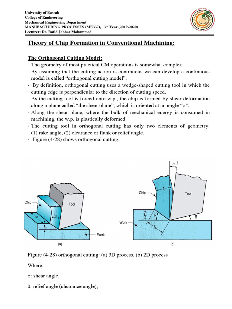 Chip Theory Pdf Machining Stress Mechanics