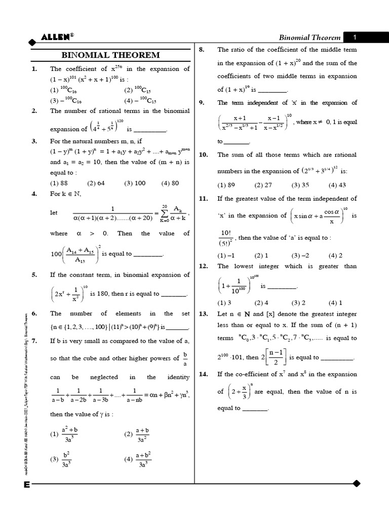 Binomial Theorem | PDF | Abstract Algebra | Complex Analysis
