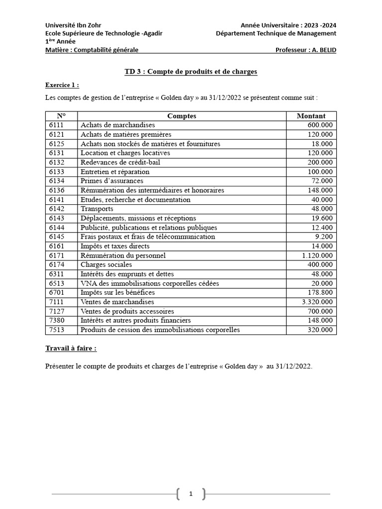 TD 3 Comptabilite Generale | Download Free PDF | Comptabilité | Impôts