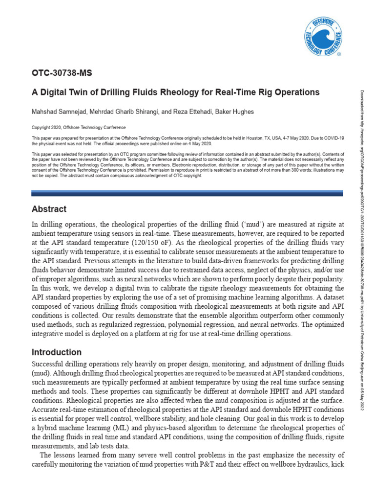 A Digital Twin Of Drilling Fluids Rheology For Real Time Rig Operations Download Free Pdf 