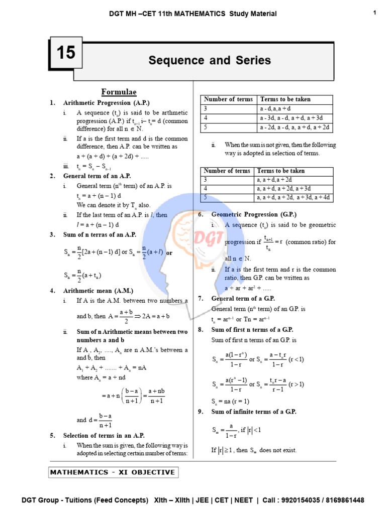 DGT Sequence and Series | PDF | Mean | Analysis